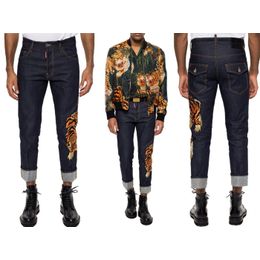 Dsquared2 5-Pocket-Jeans Dsquared2 JEANS TIGER-EMBROIDERY RUN DAN SOLD OUT S71LB0746 HOSE TROUS