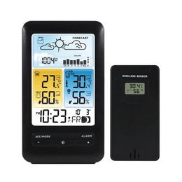 Dekorative Digitaluhr Wetterstation Thermometer Hygrometer Meter Drahtloser Wetterstation (Elektronischer Wecker Tischbarometer Wettervorhersage)