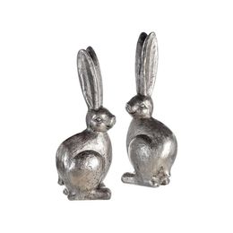 Gilde Tierfigur 2er Set "Hase" aus Magnesia in silber H62cm