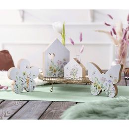Home-trends24.de Dekofigur Dekofigur Vase Schmetterling Blume Blumenwiese Tischdeko Frühling Set