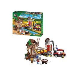Blocki Konstruktions-Spielset BLOCKI MyFarm Windmühle Bauernhof Bausatz Traktor Spielzeug 525 Teile