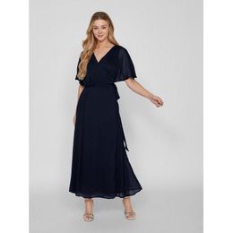 Vila Shirtkleid Elegantes Wickelkleid mit Gürtel Maxi Long Dress VIRILLA (extralang) 6910 in Blau-2