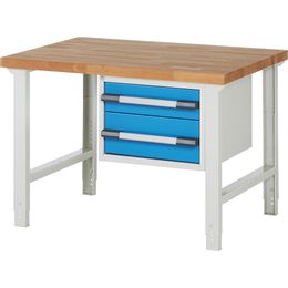eurokraft pro Werkbank, Baukastensystem Serie 7000, 2 Schubladen, BxT 1250 x 900 mm