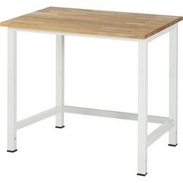Rau Arbeitstisch für Arbeitsplatzsystem Serie 900, Höhe 825 - 1025 mm, Buchenplatte massiv, Breite 1000 mm