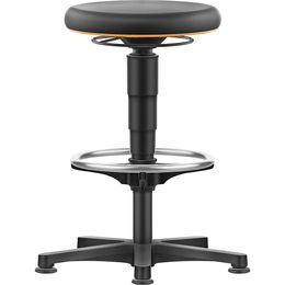 bimos Hocker Allround, mit Gleitern, Fußring, PU-Schaum, Farbring orange