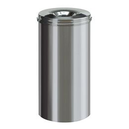 Brabantia Sicherheits-Papierkorb, Edelstahl, selbstlöschend, Volumen 50 l, HxØ 625 x 335 mm, glänzend