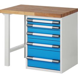 eurokraft pro Werkbank, Baukastensystem Serie 7000, 5 Schubladen, BxT 1000 x 700 mm