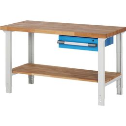 eurokraft pro Werkbank, Baukastensystem Serie 7000, 1 Schublade, 1 Ablageboden, BxT 1500 x 700 mm