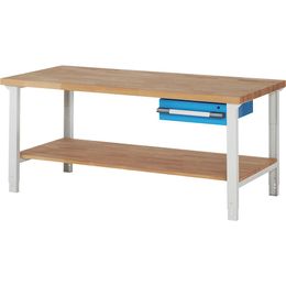 eurokraft pro Werkbank, Baukastensystem Serie 7000, 1 Schublade, 1 Ablageboden, BxT 2000 x 900 mm