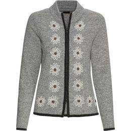 Luis Steindl Strickjacke mit Edelwei&szlig; Grau Melange (Gr&ouml;&szlig;e: 48)