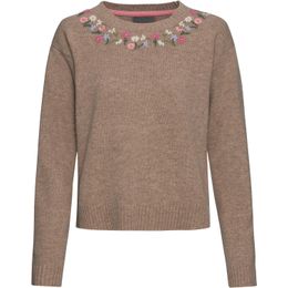 Reitmayer Strickpullover mit Blumenstick Beige (Gr&ouml;&szlig;e: 48)