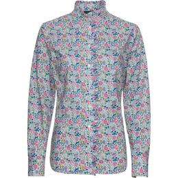 Reitmayer Stehkragenbluse mit Blumenmuster Weiß/Blau (Größe: 42)