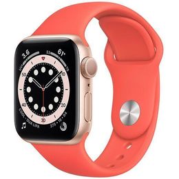 Apple Watch Series 6 Aluminium 40 mm (2020) | GPS + Cellular | gold | Sportarmband Zitruspink
