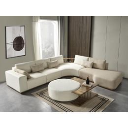 JVmoebel Ecksofa Weißes Ecksofa L-Form Couch Couchtisch Luxus Stoffmöbel Weiß Design