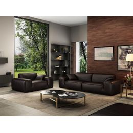 JVmoebel Wohnzimmer-Set Schwarze Sofagarnitur Luxus 3+1 Sitzer Ledercouchen Wohnzimmer Möbel