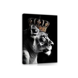 Wallarena Leinwandbild Löwe König Tiere Motivation Wohnzimmer Schlafzimmer Wandbild Modern