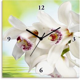 Artland Wanduhr Weiße Orchidee (wahlweise mit Quarz- oder Funkuhrwerk, lautlos ohne Tickgeräusche), weiß