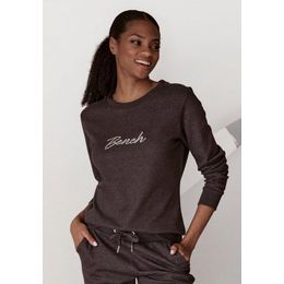 Bench. Loungewear Sweatshirt -Loungeshirt mit glänzender Logostickerei, Loungewear, Loungeanzug, grau