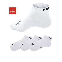 Puma Kurzsocken (3-Paar) mit Rippbündchen, weiß