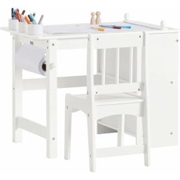 KMB60-W Kindertisch mit 1 Stuhl Kindersitzgruppe innen Kinder Tisch Stuhl Set Maltisch für Kinder Weiß - sobuy