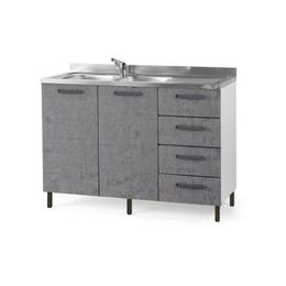 Beton graue Küchenspüle mit Schublade dx Cm 120x50xH 85