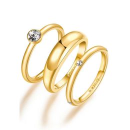 Brosway Ring-Set SYMPHONIA, BYM95A/B/C/D/E, BYM96A/B/C/D/E (Set, 3-tlg), mit Kristallglas, gelb|goldfarben