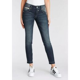 Herrlicher Slim-fit-Jeans TOUCH in 7/8 Länge und ausgefranstem Hosensaum, blau