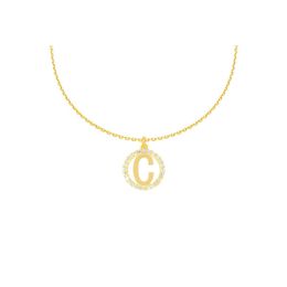 Stella-Jewellery Collier Gold Halskette Runde Zirkonia Buchstaben Anhänger (Kette mit Anhänger