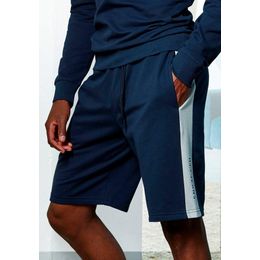 H.I.S. H.I.S Sweatshorts seitlicher Streifen mit Logodruck, blau