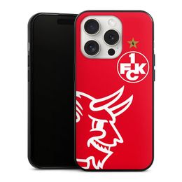 DeinDesign iPhone 15 Pro Handy Slim Case extra d&uuml;nn Silikon Handyh&uuml;lle schwarz H&uuml;lle Star Devil 1. Fc Kaiserslautern Silikon Slim Case