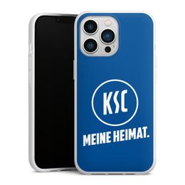DeinDesign iPhone 13 Pro Handy Silikon H&uuml;lle Case wei&szlig; Handyh&uuml;lle Karlsruher Sc Statement Ksc Silikon Case