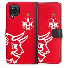 DeinDesign Galaxy A12 Handy Klapph&uuml;lle Handyh&uuml;lle aus Kunst Leder schwarz Flip Case Devil Star 1. Fc Kaiserslautern Sideflip mit langer Lasche