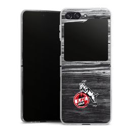 DeinDesign Galaxy Z Flip 5 Handy Hard Case Schutzh&uuml;lle transparent Smartphone Handy H&uuml;lle 1. Fc K&ouml;ln Official Licensed Product Wooden Look Hard Case