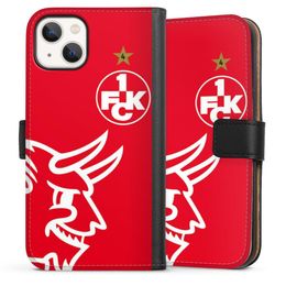 DeinDesign iPhone 13 Handy Klapph&uuml;lle Handyh&uuml;lle aus Kunst Leder schwarz Flip Case Star Devil 1. Fc Kaiserslautern Sideflip mit Lasche