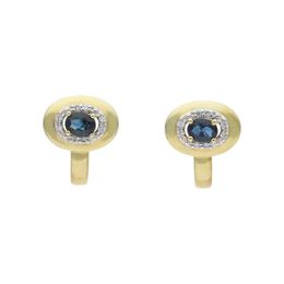 JuwelmaLux Paar Creolen Creolen 585/000 (14 Karat) Gelbgold mit Saphir und Brillant (kein Set, 2-tlg., inkl. edelm Schmucketui), blau