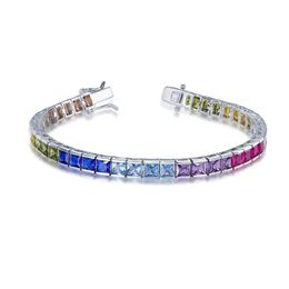 ROUGEMONT Armband Funkelndes Damen Tennis Armband Regenbogen Armband 4mm Steine 18 cm, Hypoallergen, silberfarben