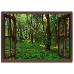 Artland Leinwandbild Panorama Sommerwald, braun, Fensterblick (1 St), auf Keilrahmen gespannt, braun