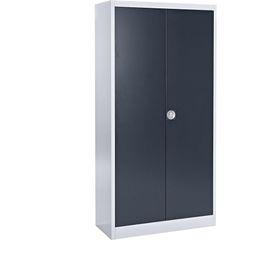 Mauser Stahlschrank mit Einschwenktüren, 4 Fachböden, Tiefe 420 mm, weißaluminium / anthrazitgrau