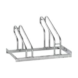 eurokraft pro Fahrradständer, Bügel aus 18 mm Stahlrohr, Radeinstellung einseitig, feuerverzinkt, 2 Stellplätze