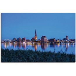 Artland Leinwandbild Blick über Warnow auf Rostock, Rostock (1 St), auf Keilrahmen gespannt, blau