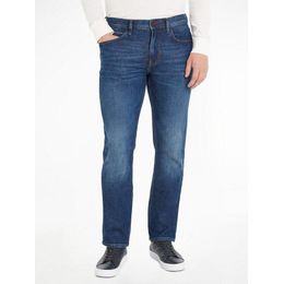 Tommy Hilfiger Straight-Jeans STRAIGHT DENTON STR CHARLES BLUE mit Tommy Hilfiger Leder-Batch am hinteren Bundabschluss, blau