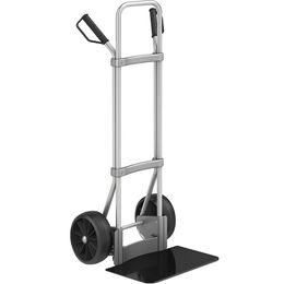 eurokraft pro Aluminium-Sackkarre, Schaufel-BxT 450 x 350 mm, schwarz, Vollgummibereifung, ab 5 Stk