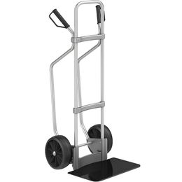 eurokraft pro Aluminium-Sackkarre mit Kufen, Schaufel-BxT 450 x 350 mm, schwarz, Vollgummibereifung, ab 5 Stk