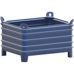 Heson Schwerlast-Stapelbehälter, BxL 800 x 1000 mm, mit Ecktaschen, blau lackiert, ab 10 Stk
