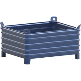 Heson Schwerlast-Stapelbehälter, BxL 1000 x 1200 mm, mit Ecktaschen, blau lackiert, ab 10 Stk