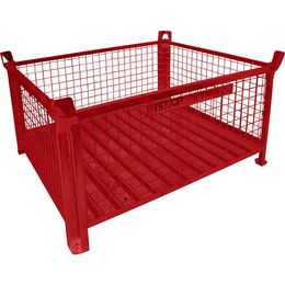 Heson Stapelbeh&auml;lter mit Stahlblechboden, LxB 1200 x 1000 mm, rot lackiert