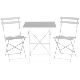 Tisch und 2 Stühle aus weißem Metall Rimini