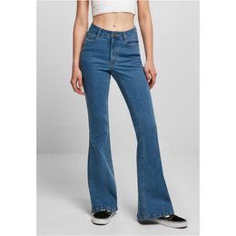 Urban Classics Bequeme Jeans Damen Ladies Organic High Waist Flared Denim Pants (1-tlg), blau