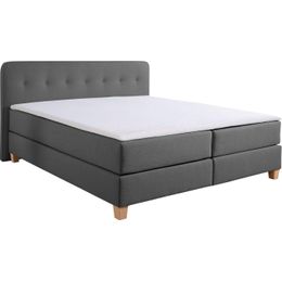 Home Affaire Boxspringbett Fargo, inkl. Topper, in 3 Matratzenarten, viele Farben, in 6 Breiten, grau