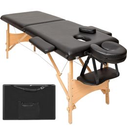 TecTake 2 Zonen Massageliege mit 5cm Polsterung und Holzgestell - schwarz